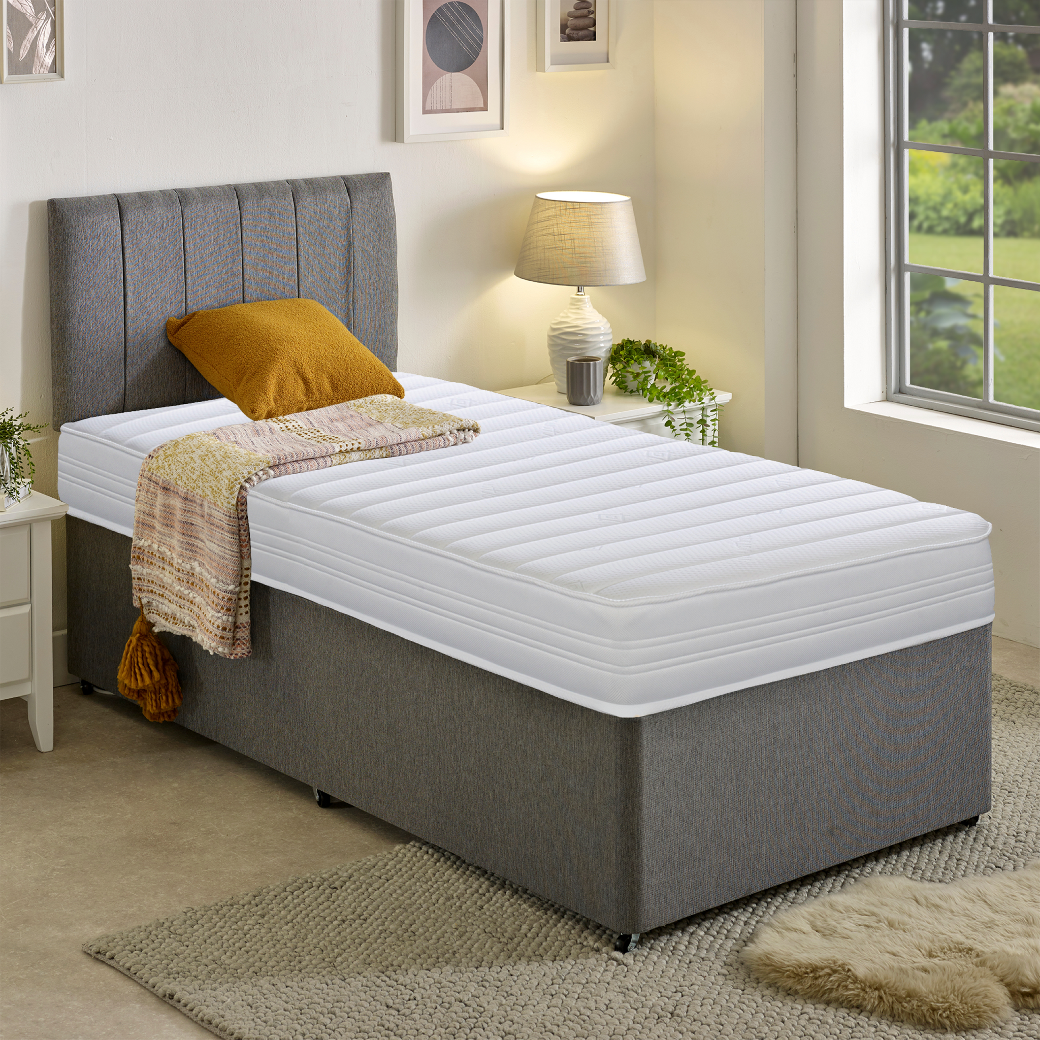 White Hybrid Sprung Mattress with Memory Foam Comfort Layer – Drift ...