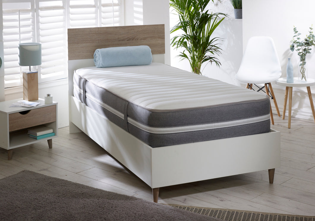 Snowmere Grey Micro Pocket Sprung Mattress with Reflex Base and Memory ...